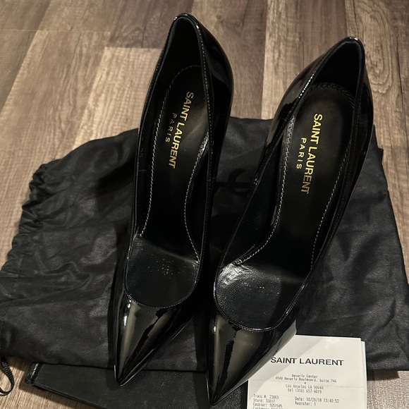 Shoes | Ysl Pointy All Black High Heels | Poshmark